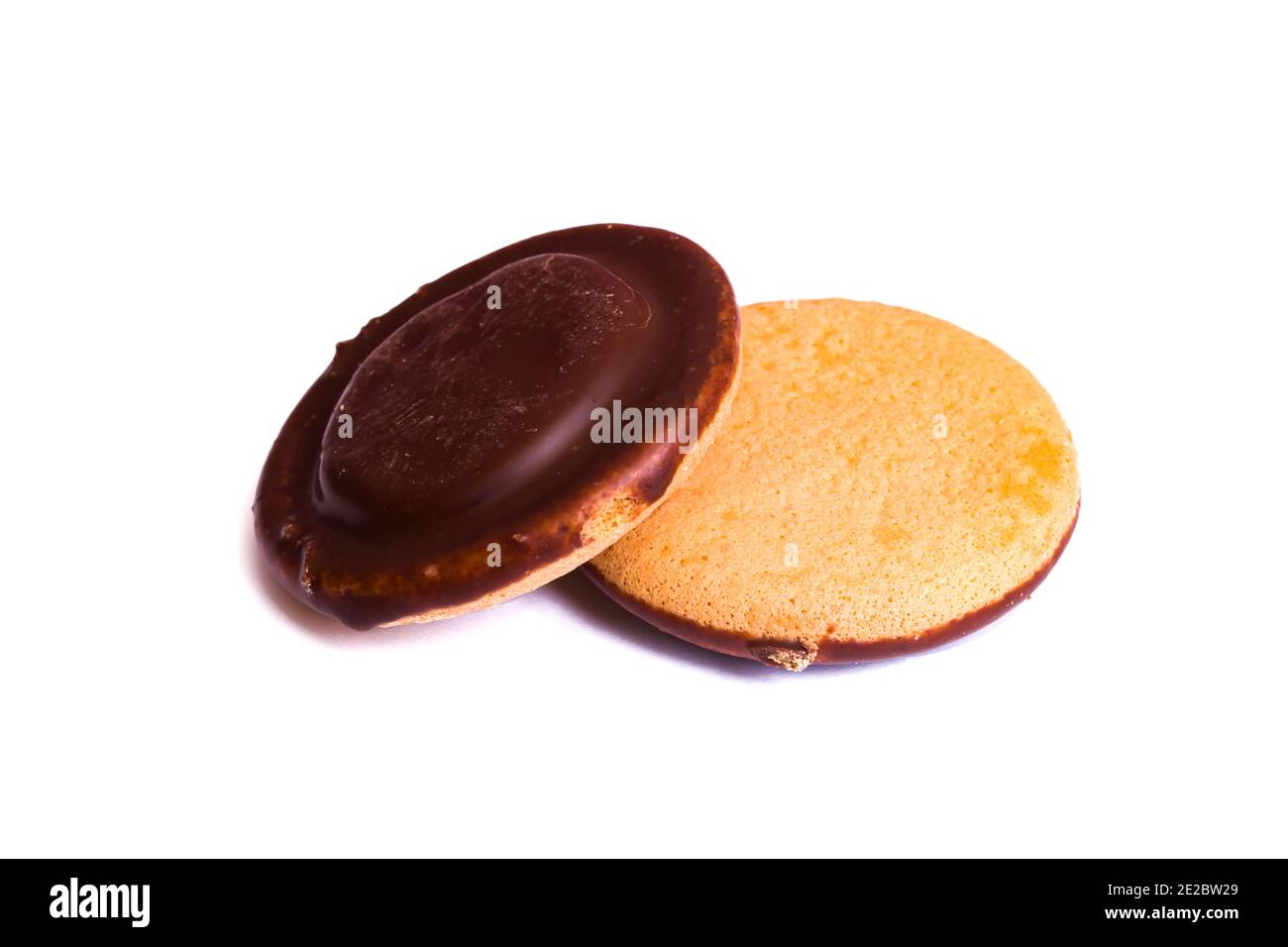 Two round cookies isolated on a white background Stock Photo - Alamy