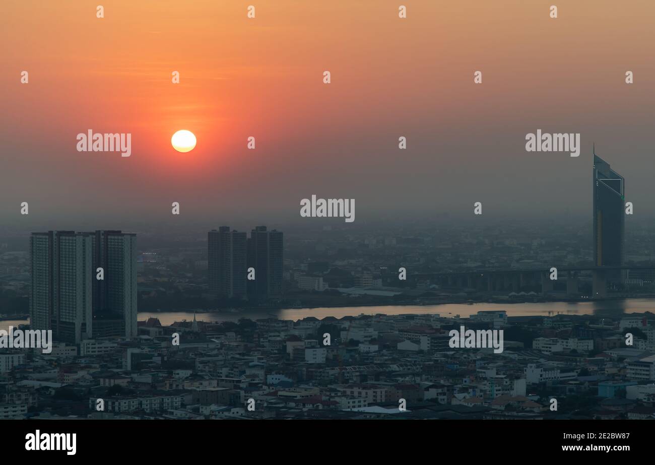 Bangkok, Thailand - Jan 12, 2021 : Aerial view of Amazing beautiful ...