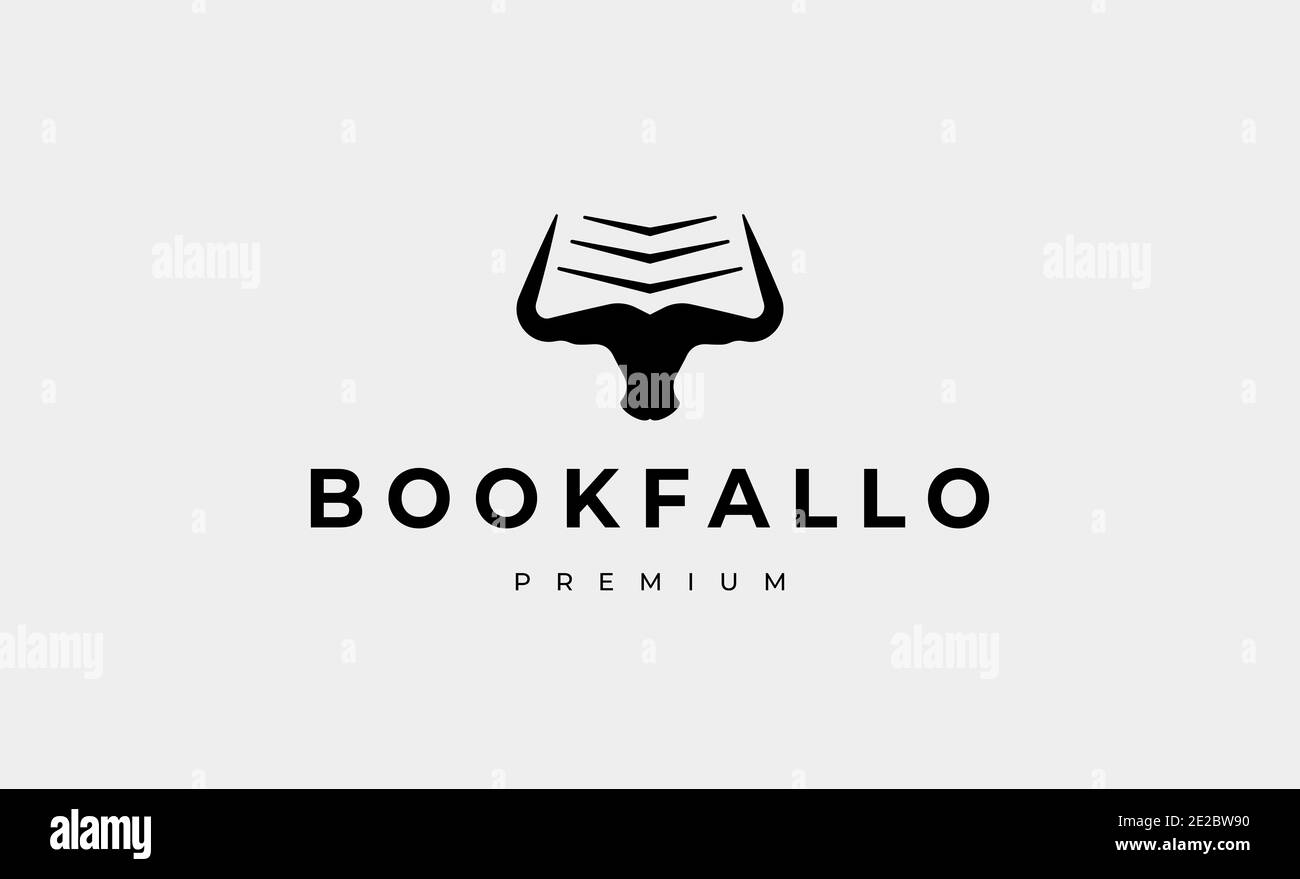 bufallo and book logo design vector illustration Stock Photo - Alamy