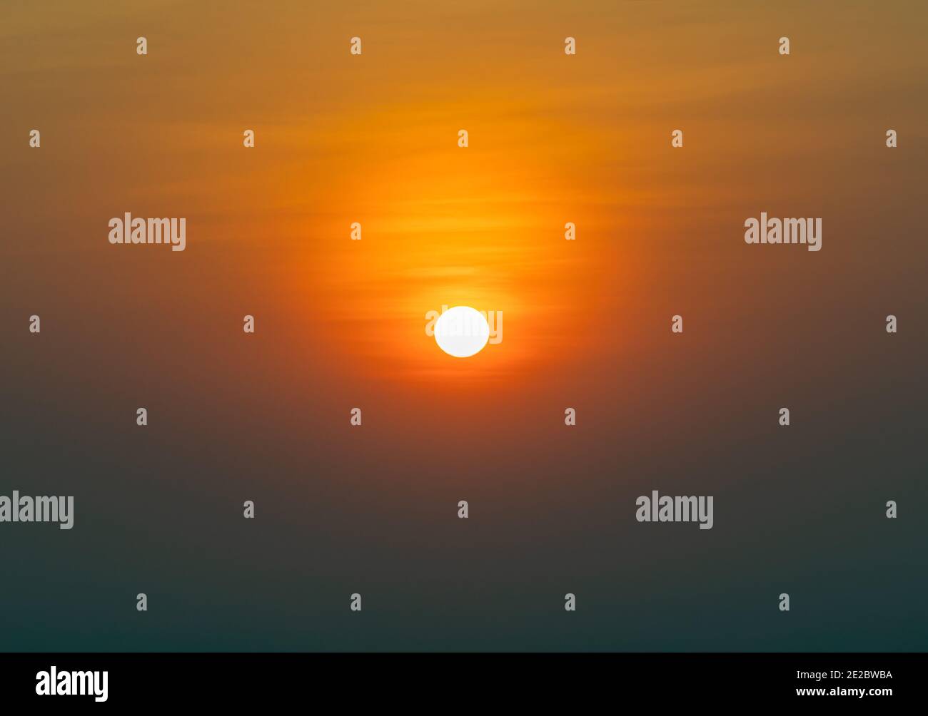 Beautiful Sun setting shone orange light in sky. Copy space, Selective ...