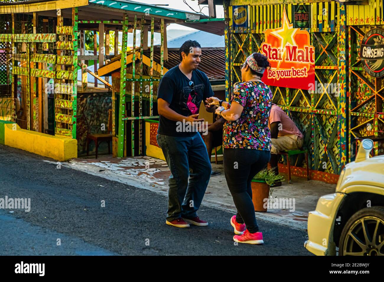 Soca Dancing on the street in front of Charlies Bar in Grand Mal ...