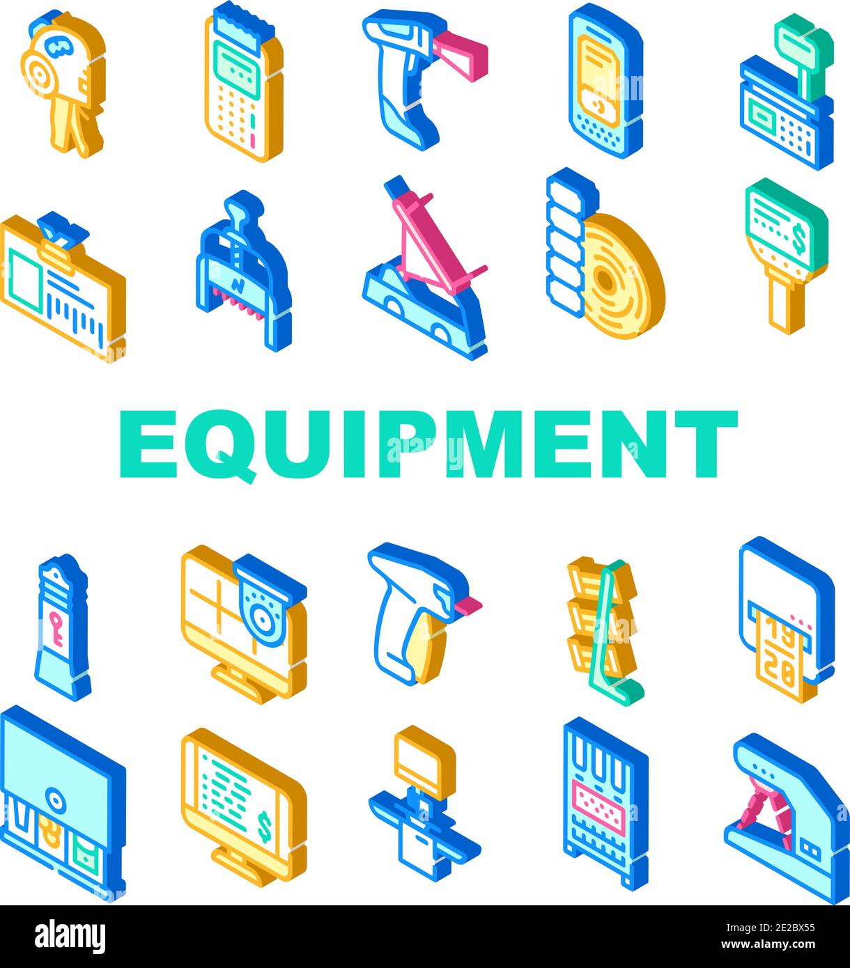 Shop Equipment Device Collection Icons Set Vector Stock Vector Image ...