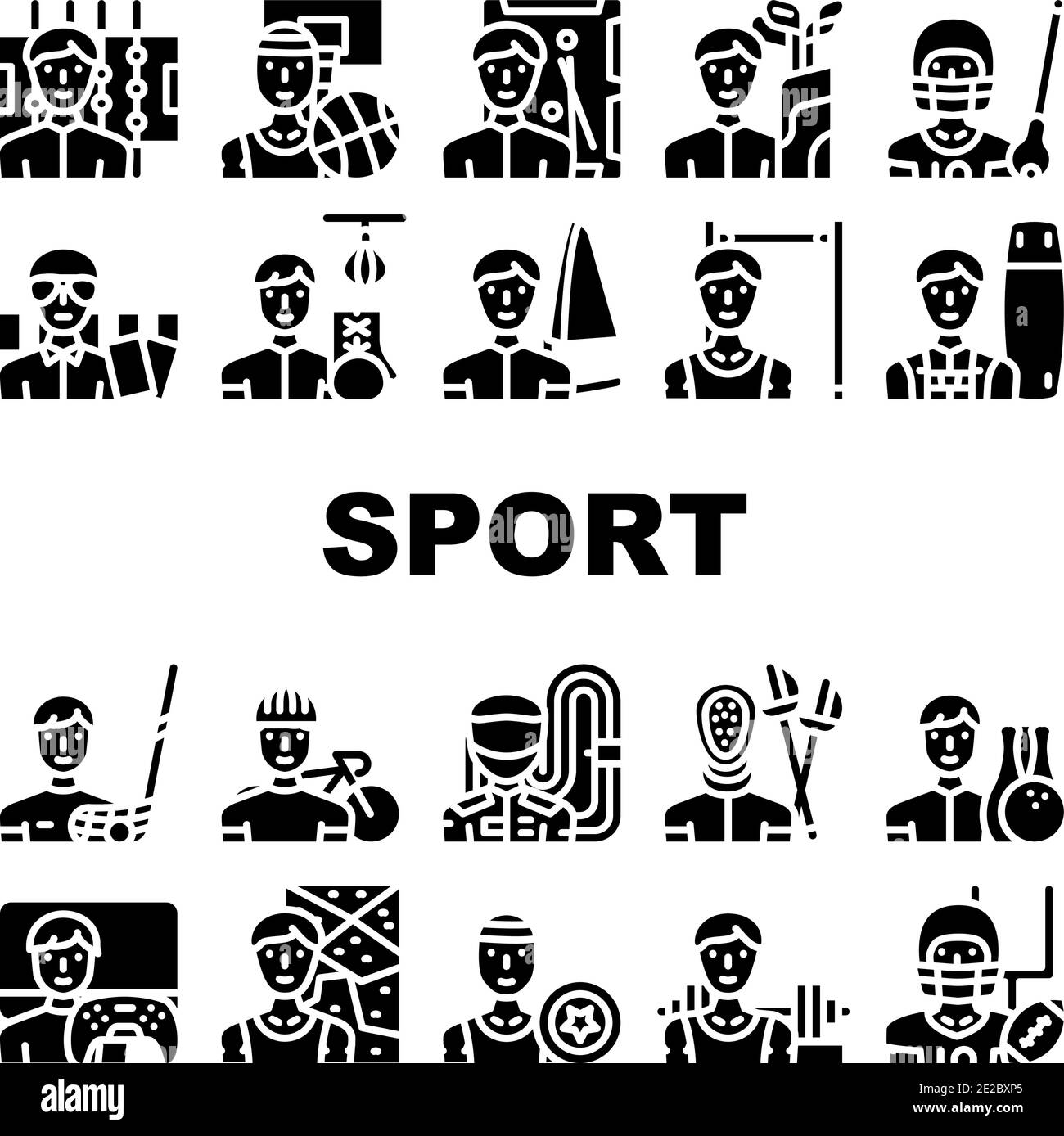 Male Sport Activities Collection Icons Set Vector Stock Vector Image ...