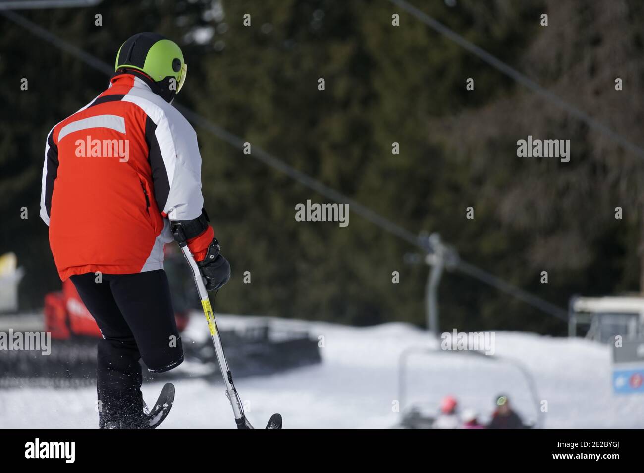 resilient amputee skier displaying strength and determination training ...