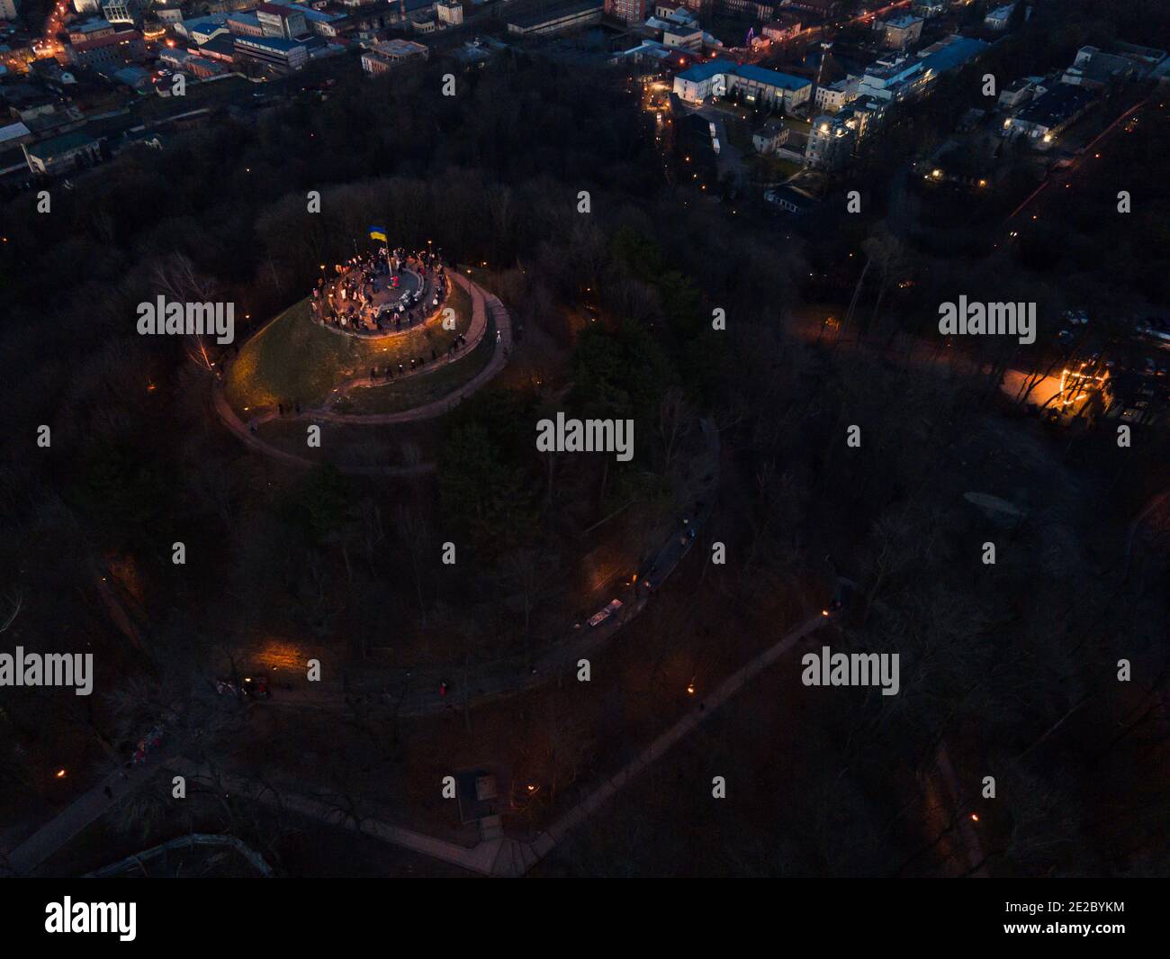 aerial view of high castle and nigh lviv city copy space Stock Photo ...