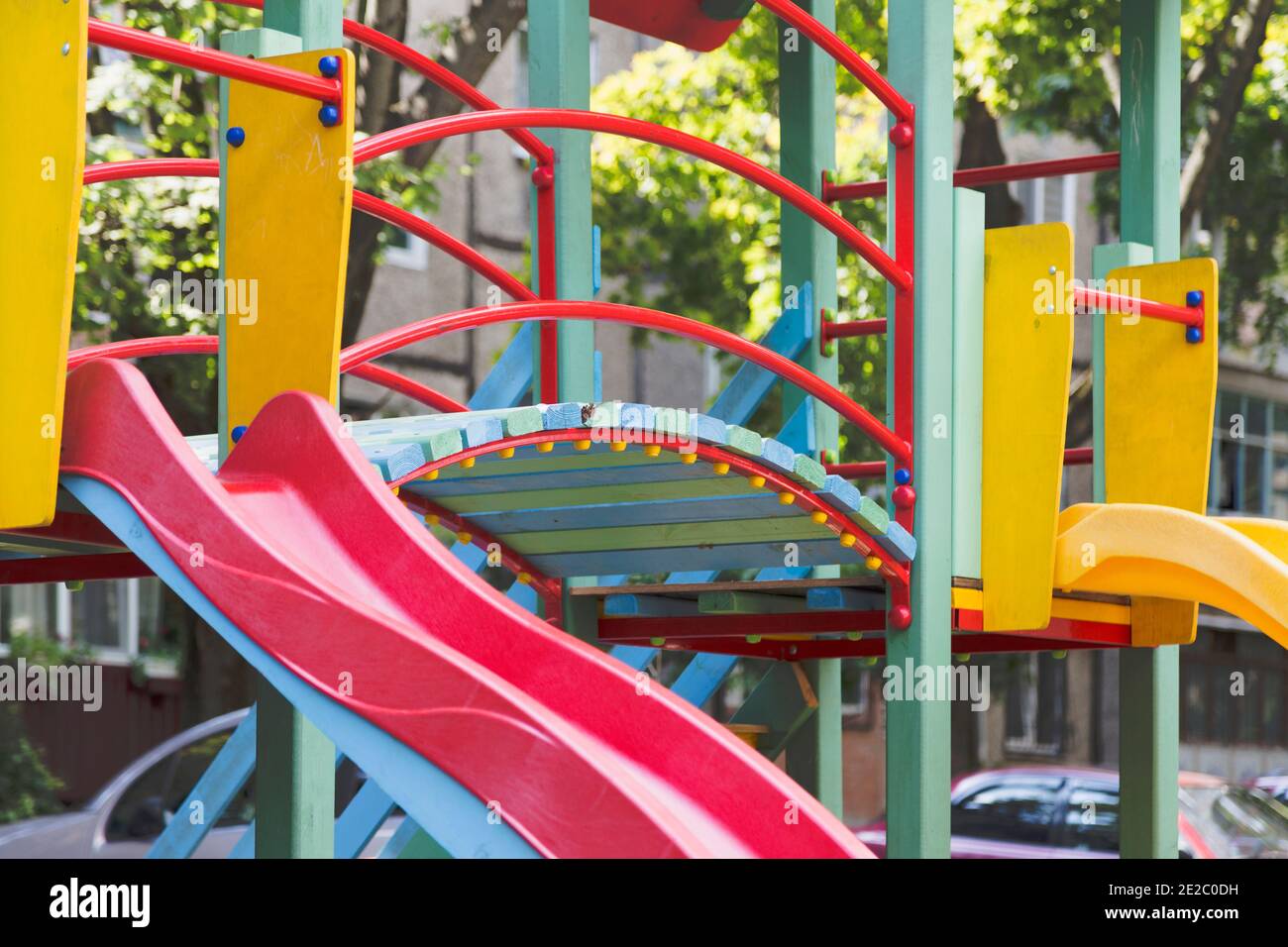 Children's game complex for placement in the courtyards. Close-up Stock ...
