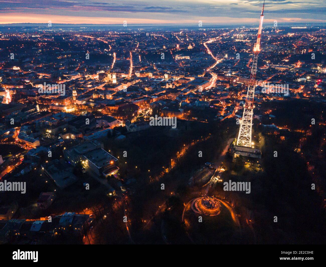 aerial view of high castle and nigh lviv city copy space Stock Photo ...