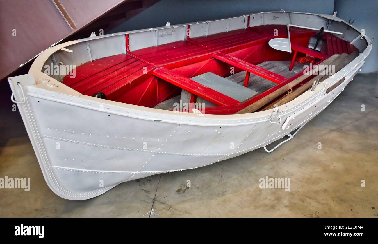 Old rowing lifeboat in the maritime museum of Bilbao Stock Photo - Alamy