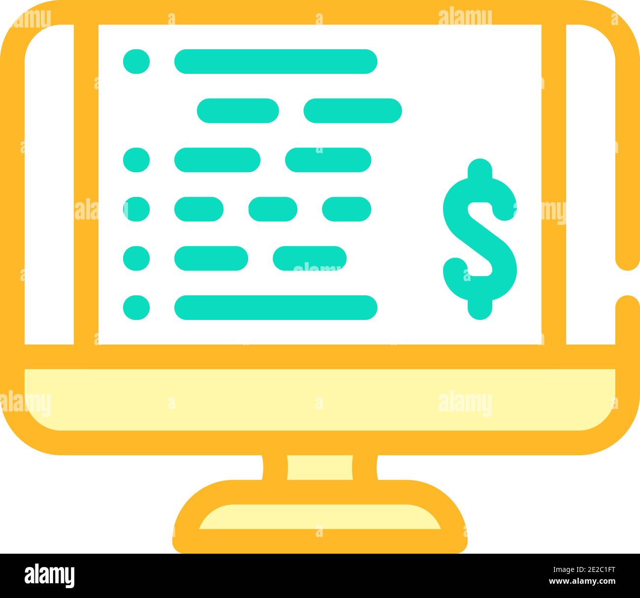monitor with check, payment receipt color icon vector illustration ...