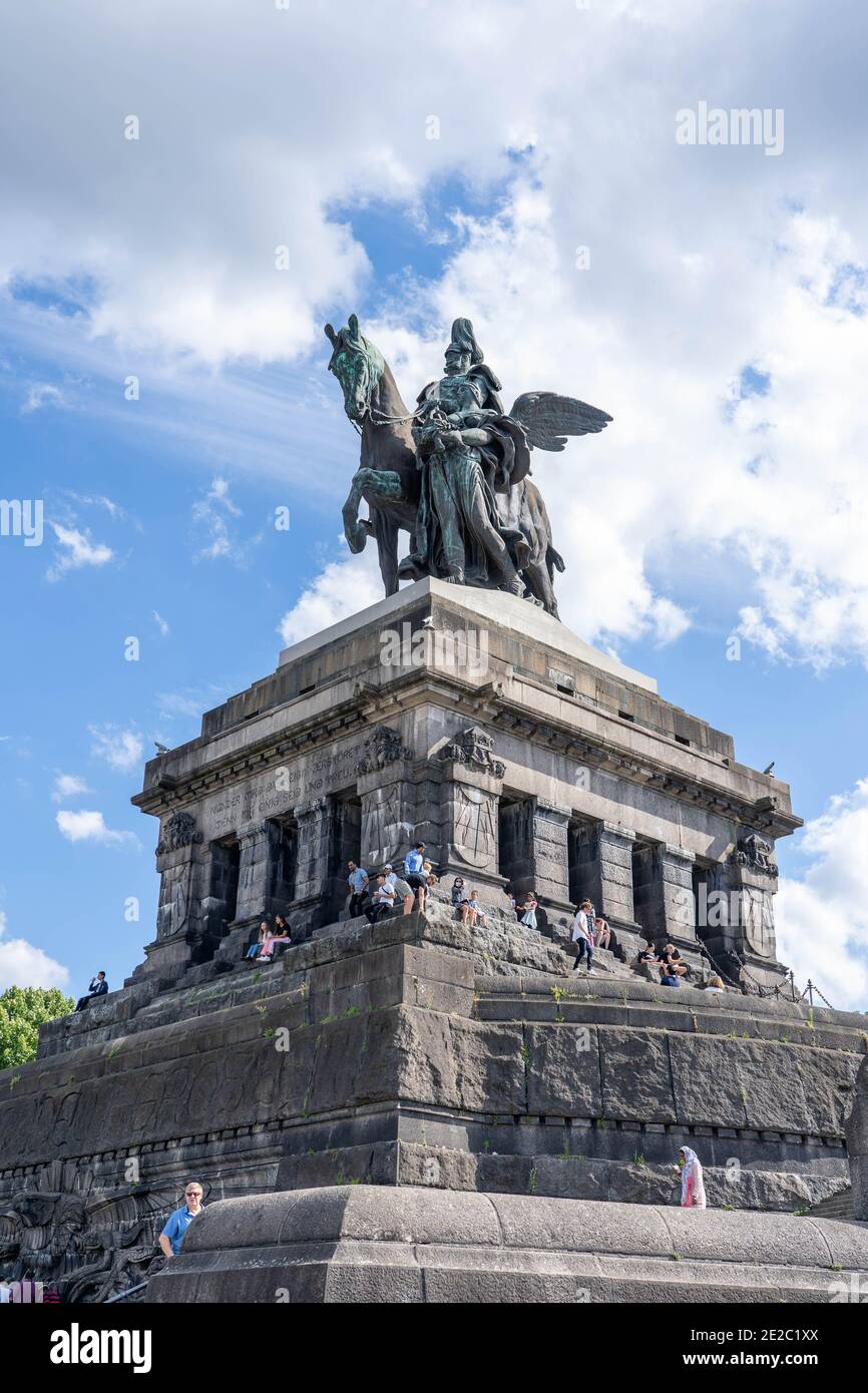 Koblenz, Germany - Aug 1, 2020: equestrian statue of William I on ...