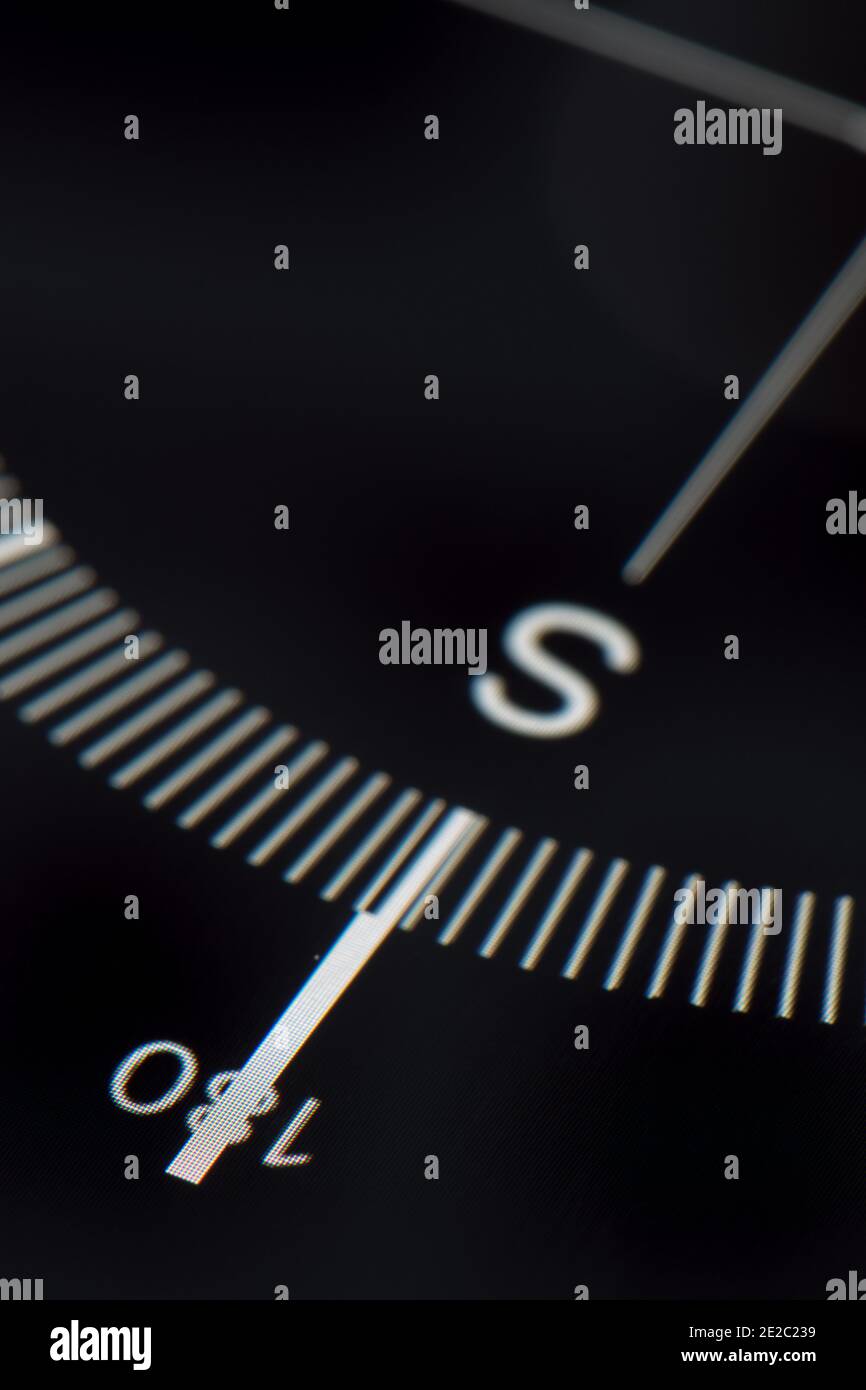 Close up detail of a digital compass pointing South on an APP on the ...