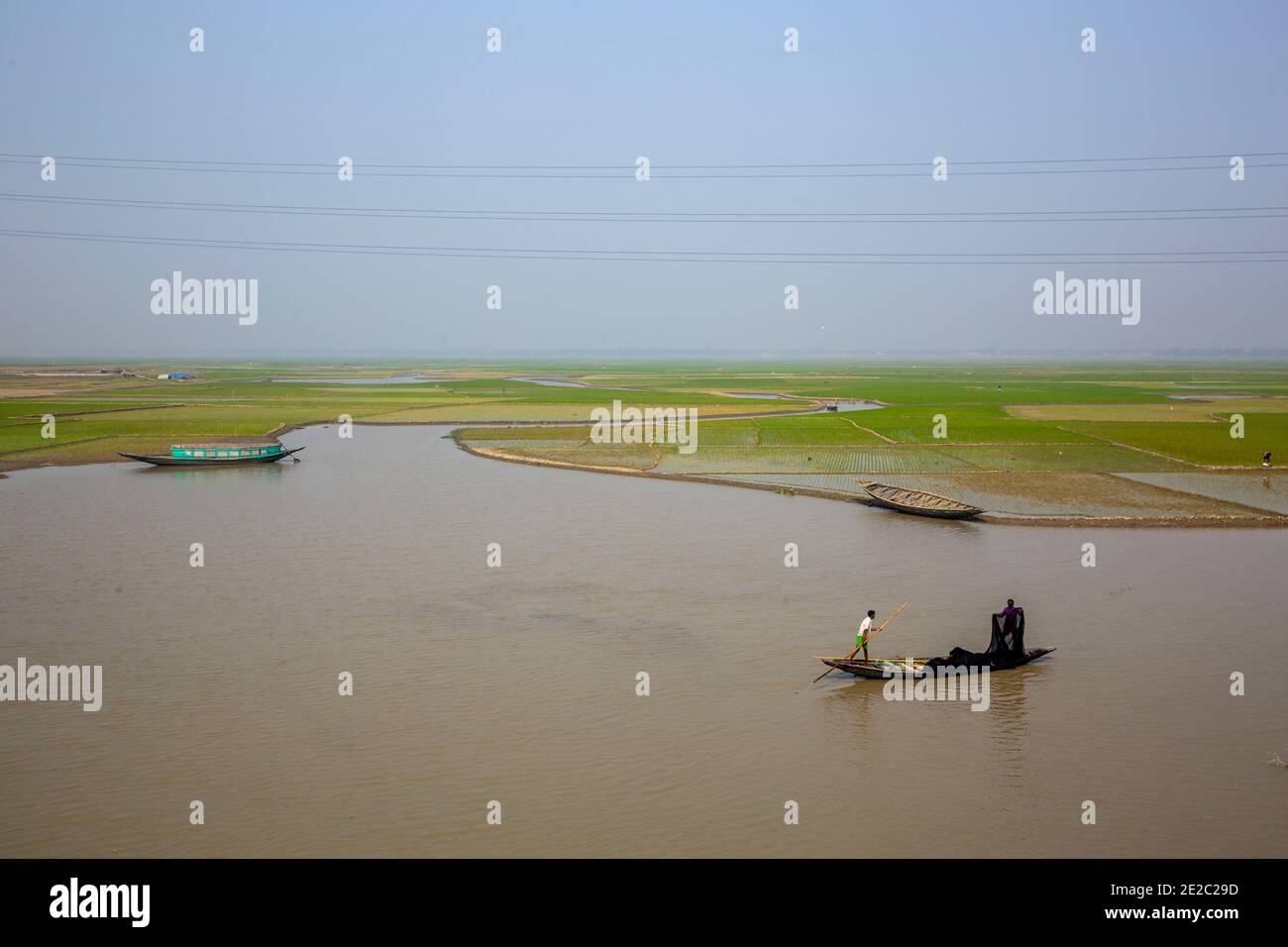 Boats on the bank of Titas River in Brahmanbaria, Bangladesh Stock ...