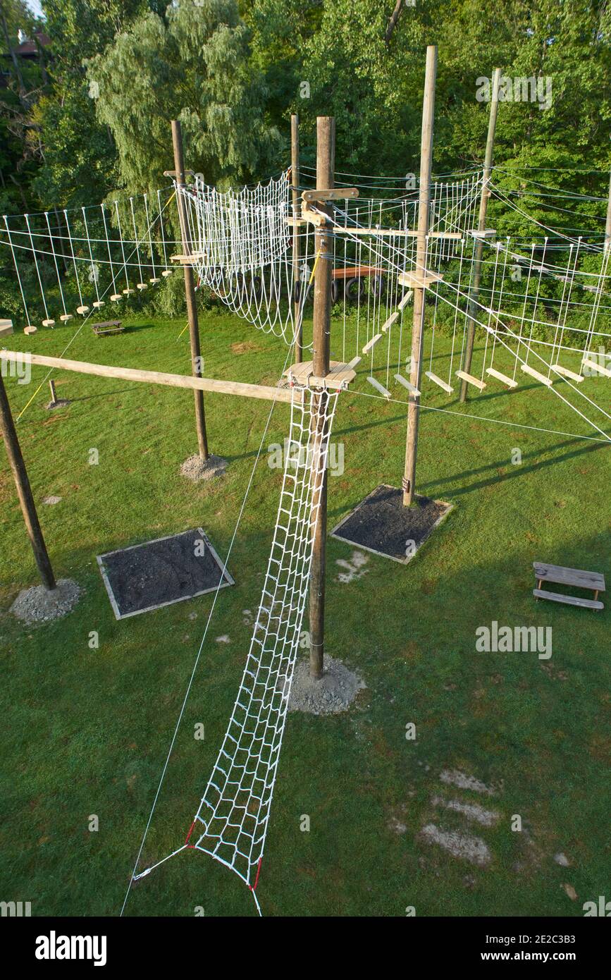 Camp team Building Course. High Ropes aerial photo Stock Photo - Alamy