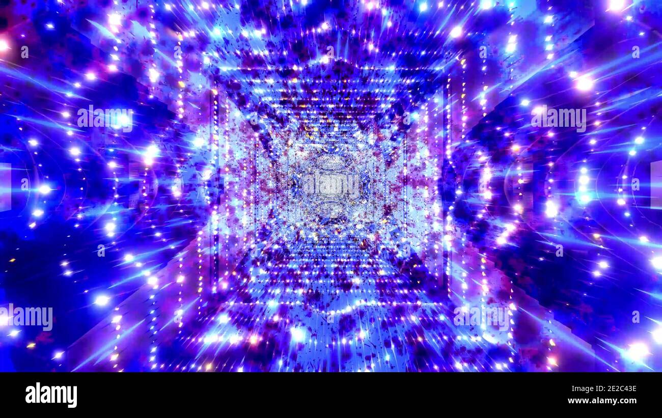 Blue abstract color changing space particles 3d illustration background ...