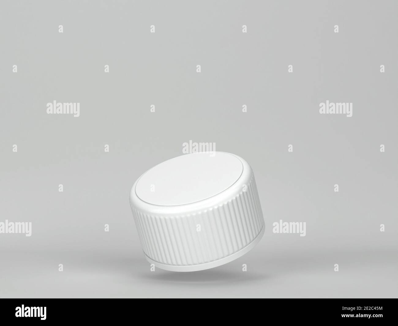Blank plastic bottle cap mockup. 3d illustration on gray background ...