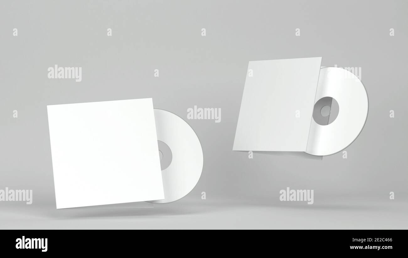Blank compact cd with cover mockup. 3d illustration on gray background ...