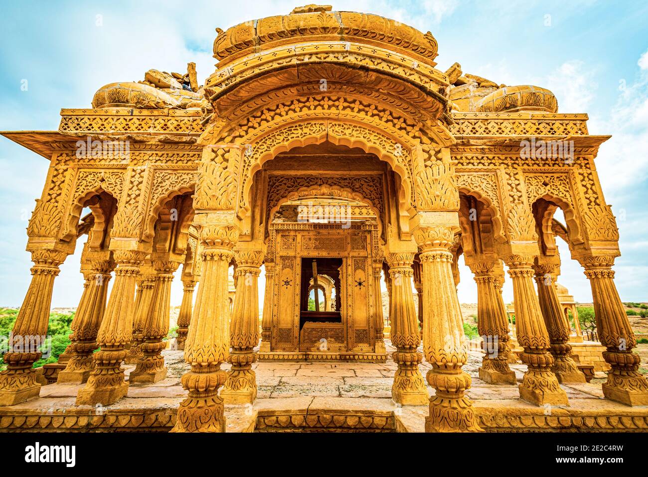 Detail of a royal chhatri cenotaph pavilion in the Bada Bagh complex ...