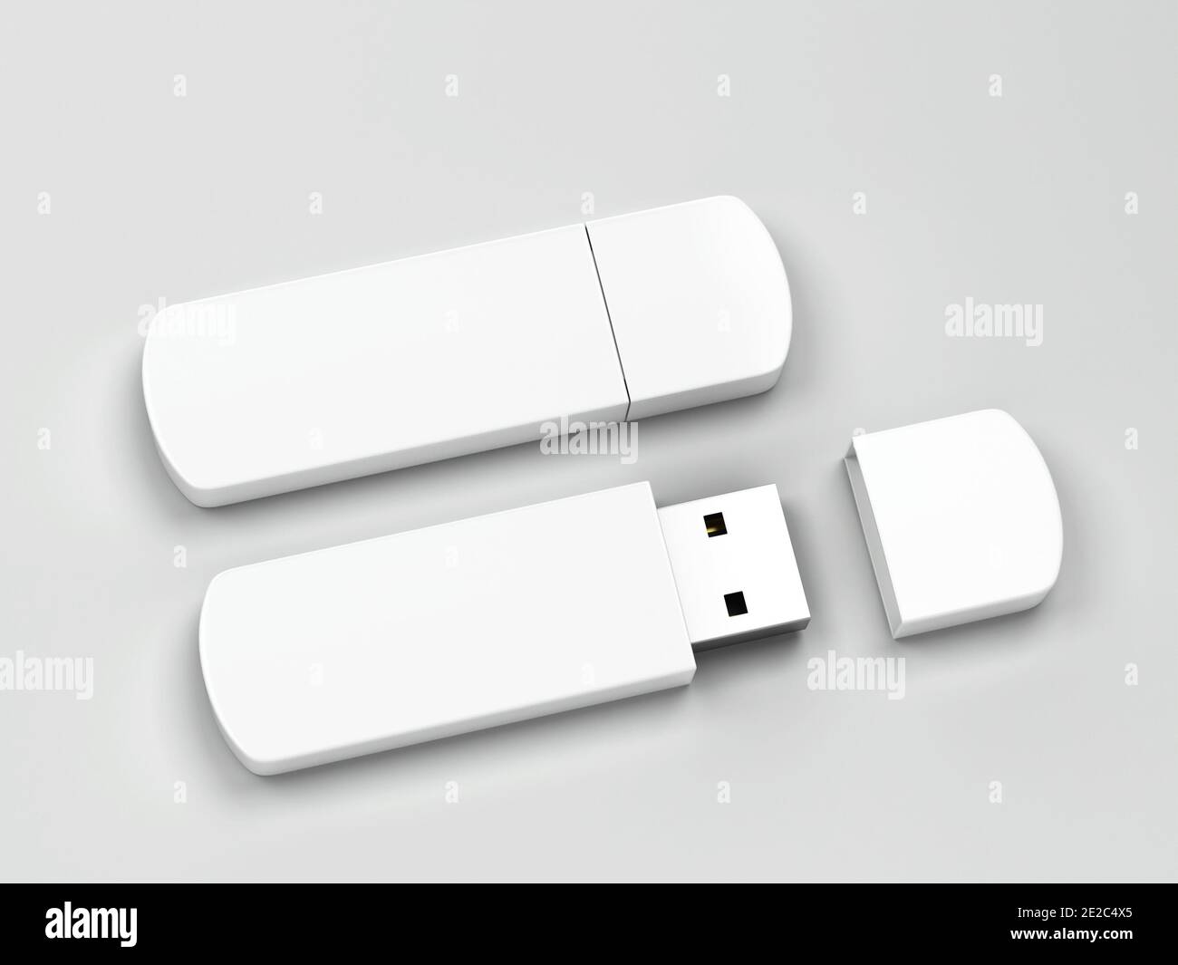 Blank usb flash drive mockup. 3d illustration on gray background Stock ...