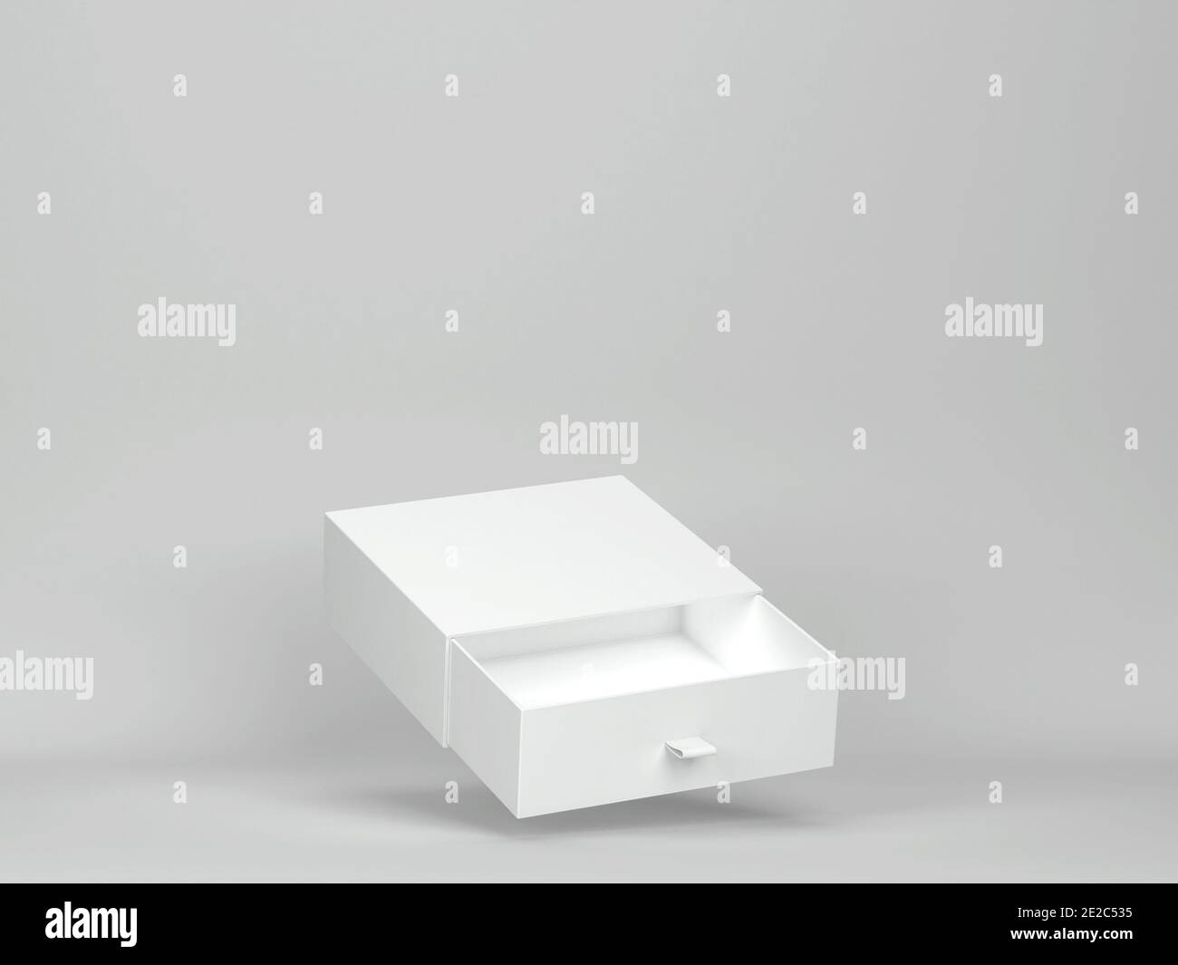 Blank drawer box mockup. 3d illustration on gray background Stock Photo ...