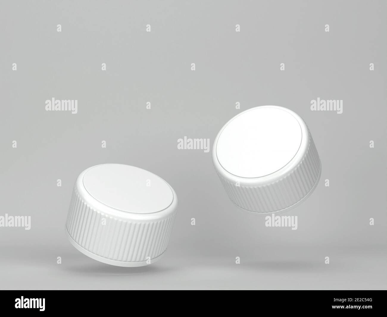 Blank plastic bottle cap mockup. 3d illustration on gray background ...