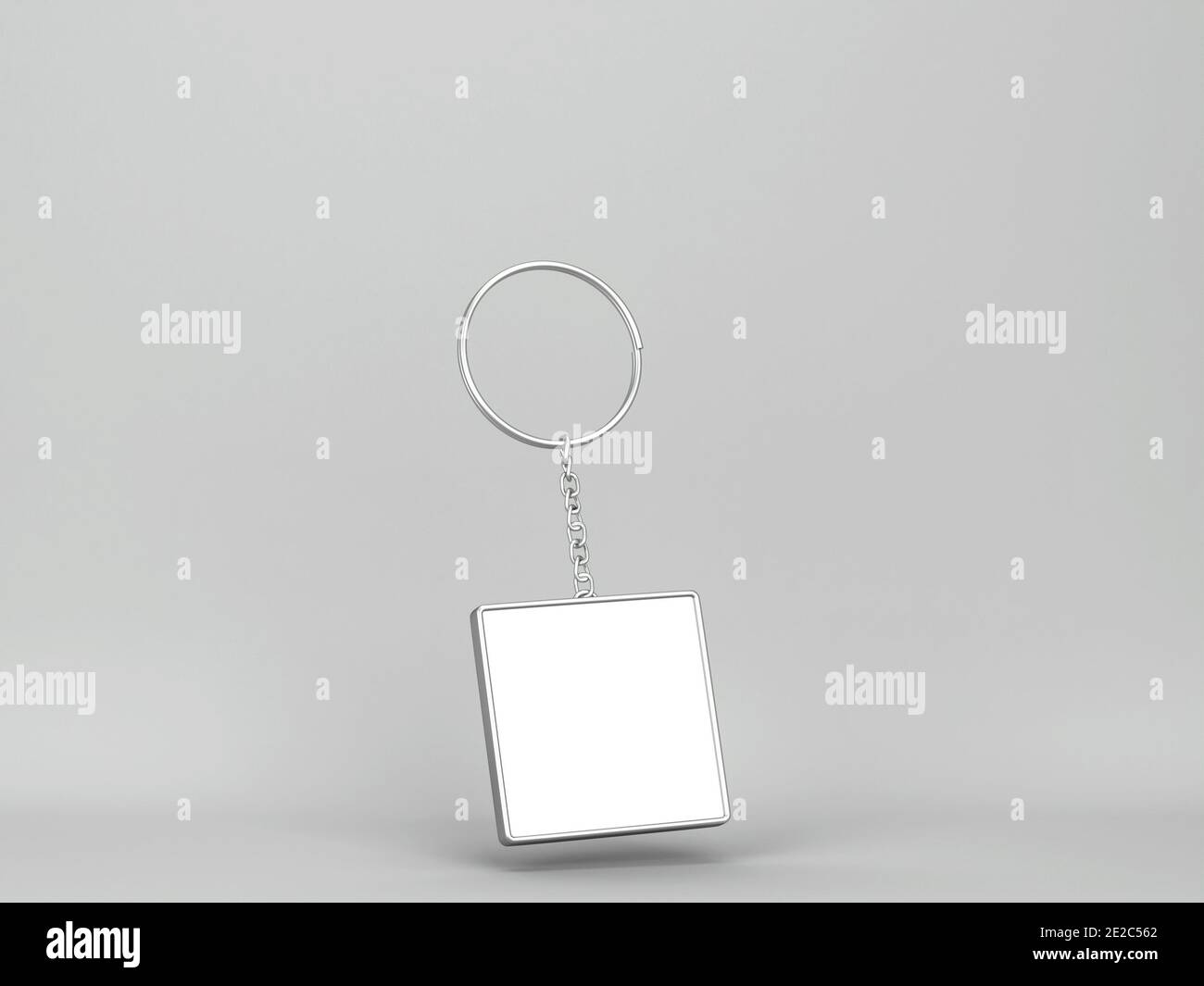 Blank keychain mockup. 3d illustration on gray background Stock Photo ...