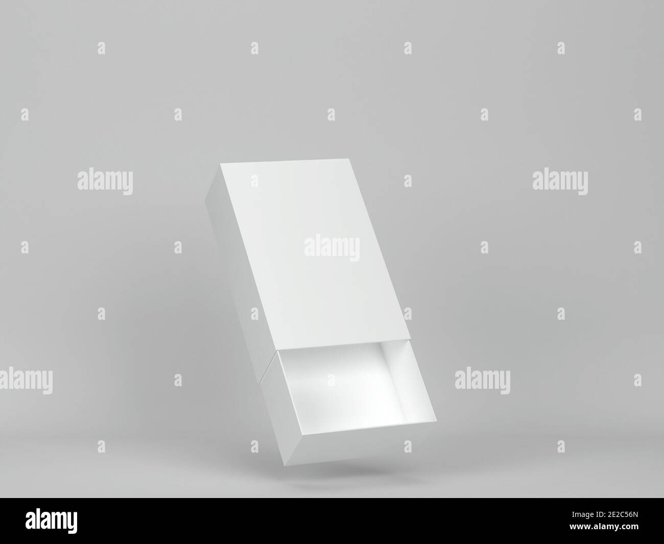 Opened slide box mockup. 3d illustration on gray background Stock Photo ...