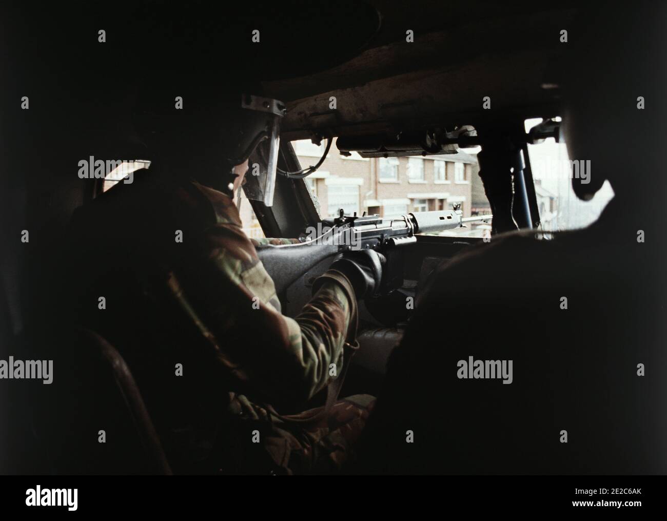 British Army soldiers in Army Saracen Vehicle, Belfast during the ...