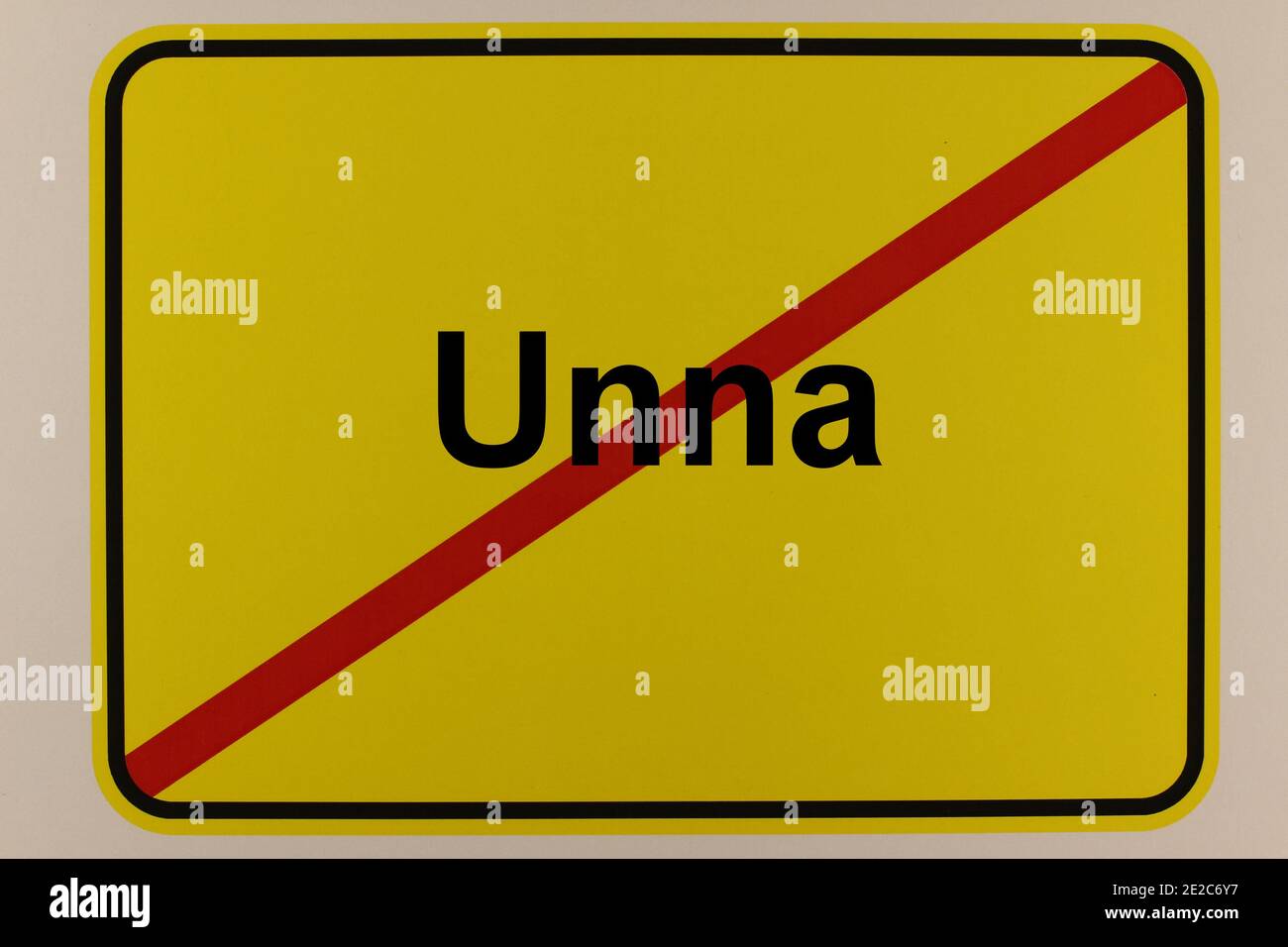 Illustration eines Stadteingangsschildes der Stadt Unna Stock Photo - Alamy