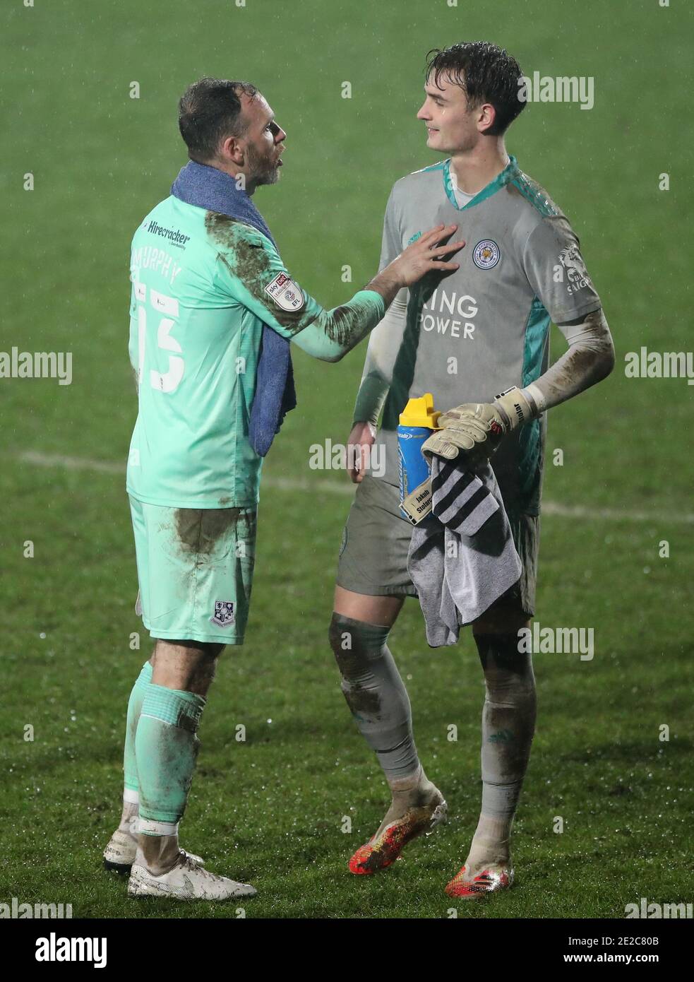 Tranmere Rovers goalkeeper Joe Murphy (left) and Leicester City ...
