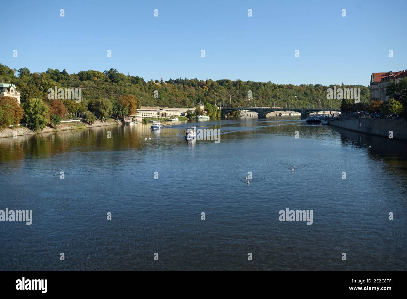 Prague, Czech Republic - September 15, 2015: Vltava river in Prague ...