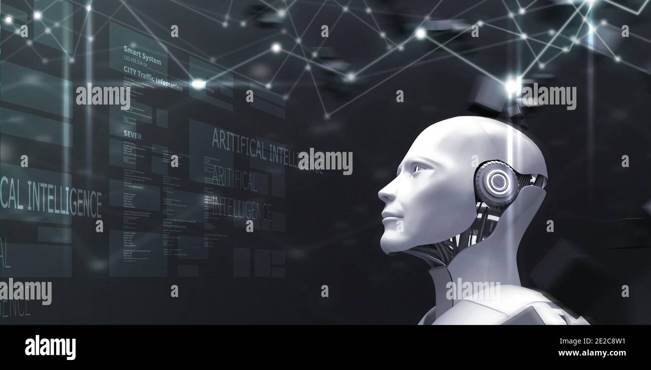 Illustration of the concepts of science, technology, and artificial ...