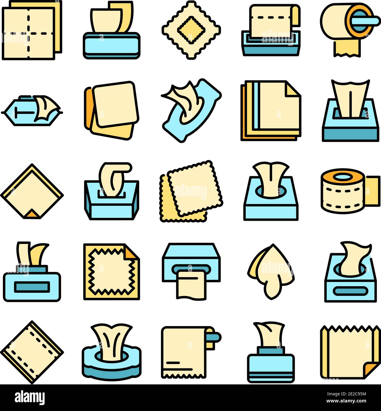 Tissue icons set. Outline set of tissue vector icons thin line color ...
