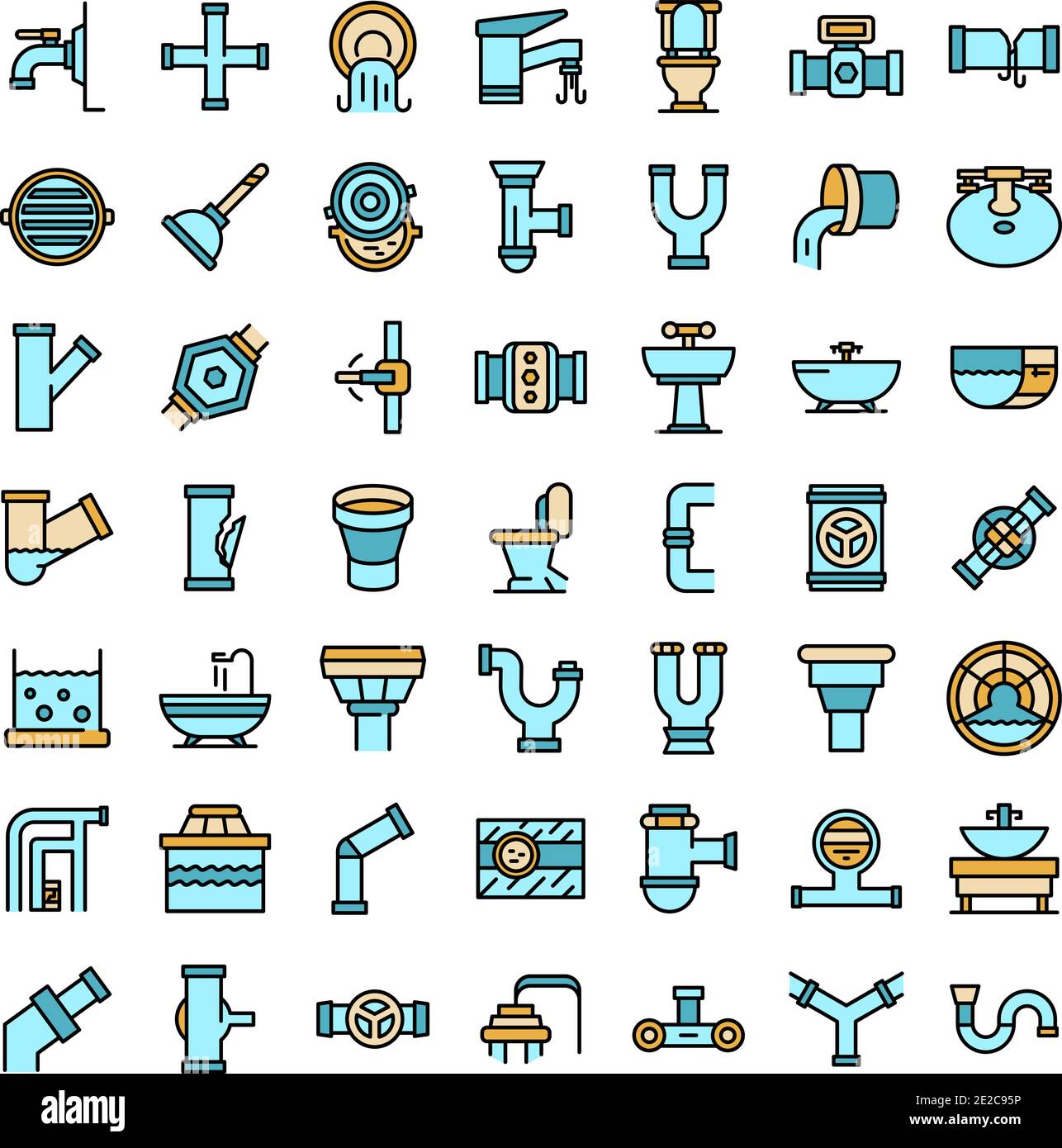 Sewerage icons set. Outline set of sewerage vector icons thin line ... Sewerage icons set. Outline set of sewerage vector icons thin line ...