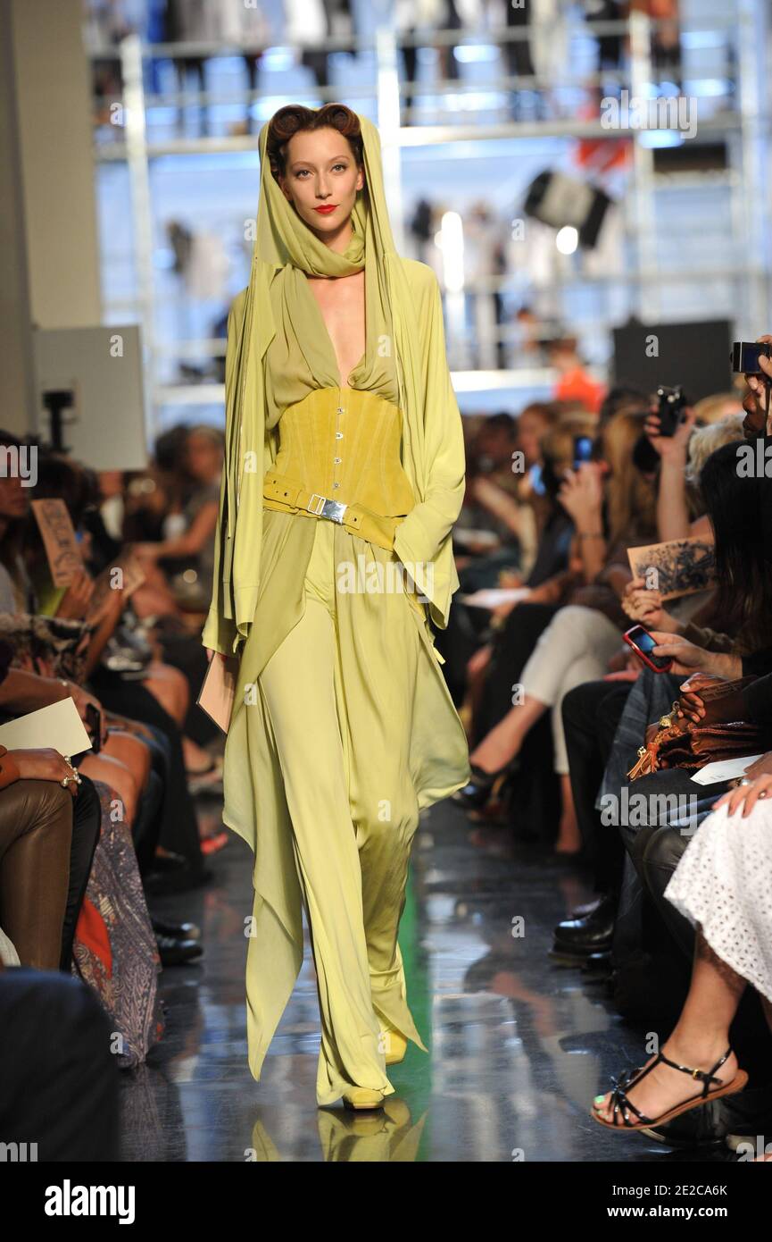 A model displays a creation by French designer Jean-Paul Gaultier for ...