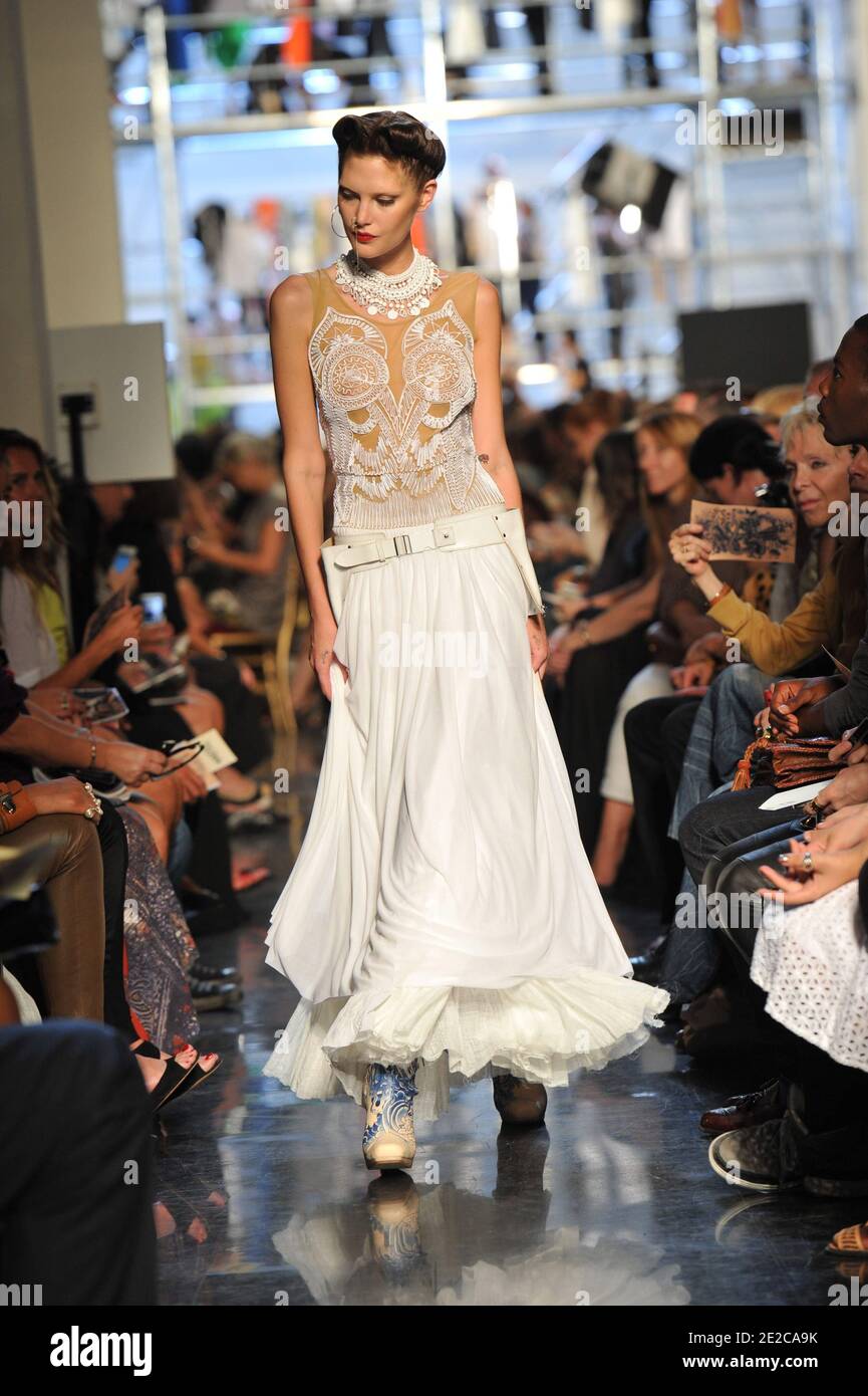 A model displays a creation by French designer Jean-Paul Gaultier for ...