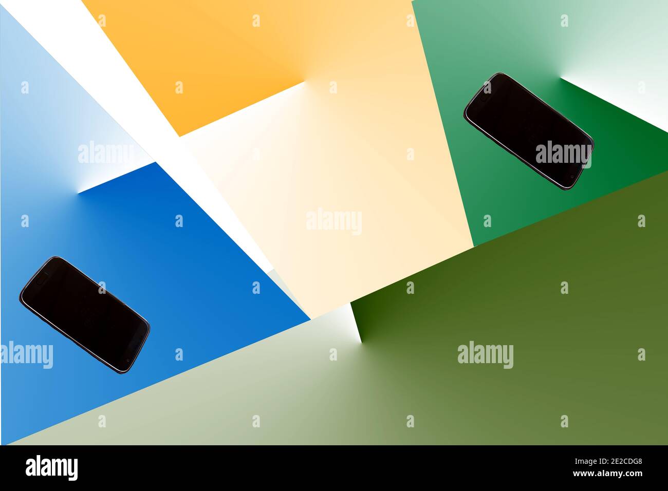 Smart phone confined to geometrically arranged polygon spaces Stock ...