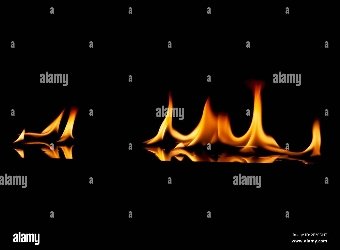 fire flame with reflection in the glass on a black background Stock ...