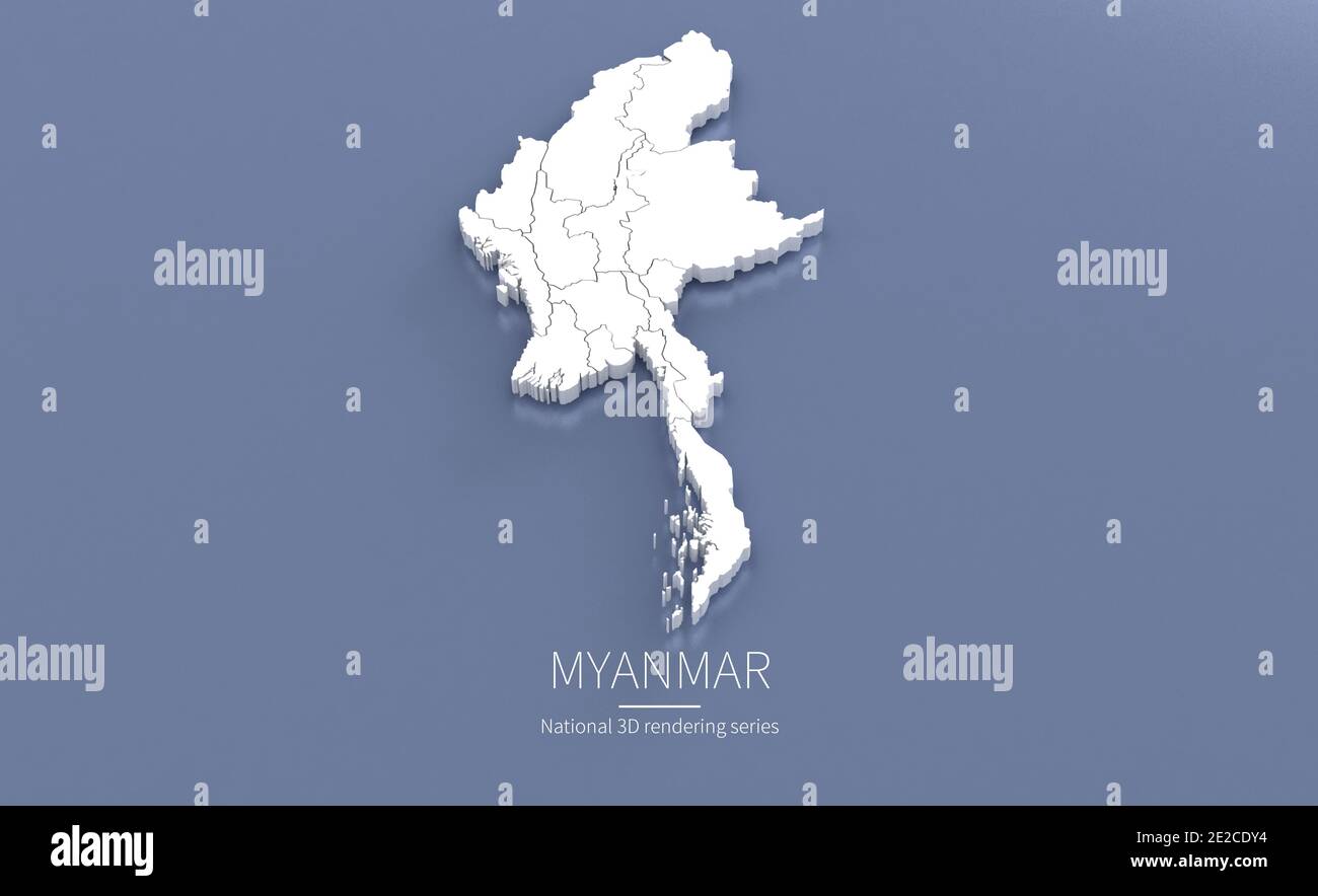 Myanmar Map. 3d rendering maps of countries Stock Photo - Alamy