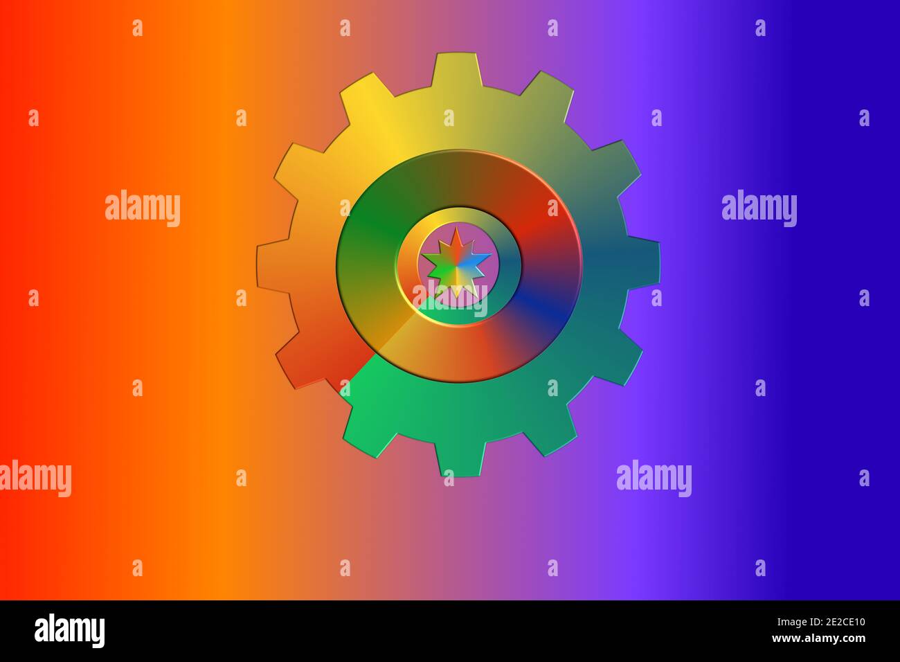 Colorful cog pattern with a doughnut which holds a star inside it Stock ...
