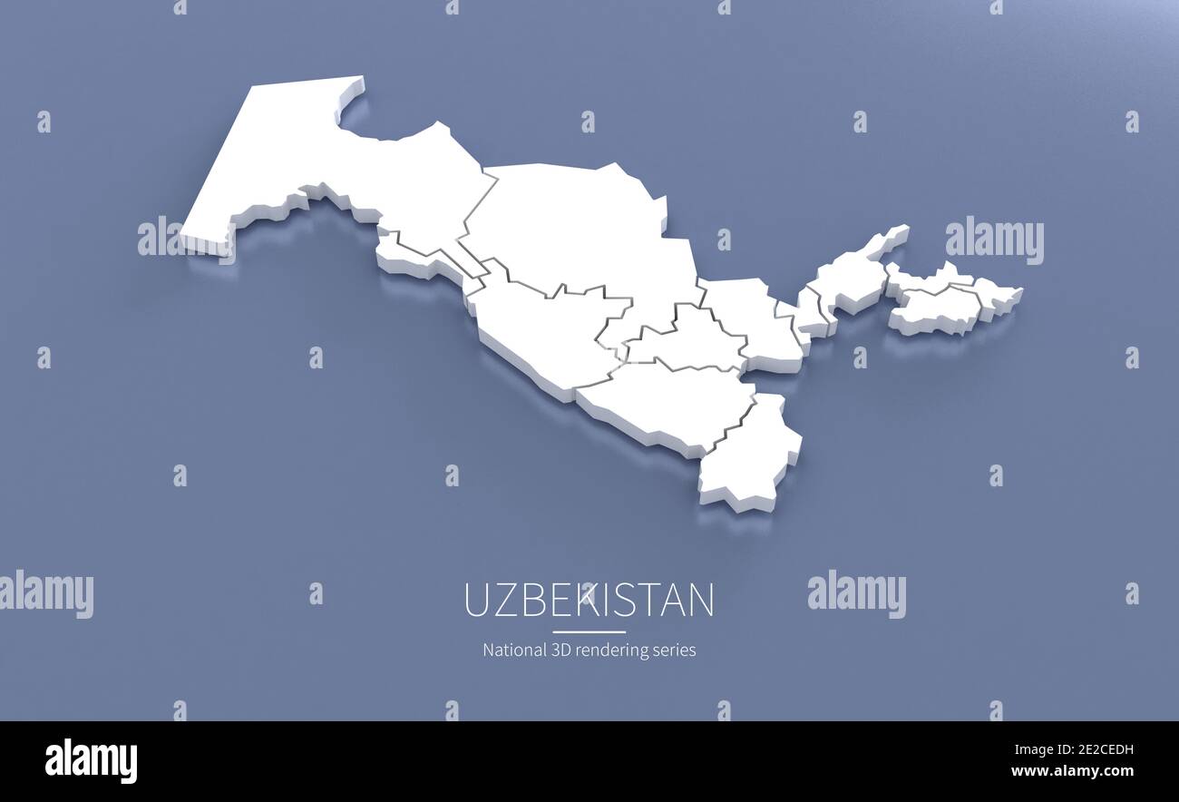 Uzbekistan Map. 3d rendering maps of countries Stock Photo - Alamy