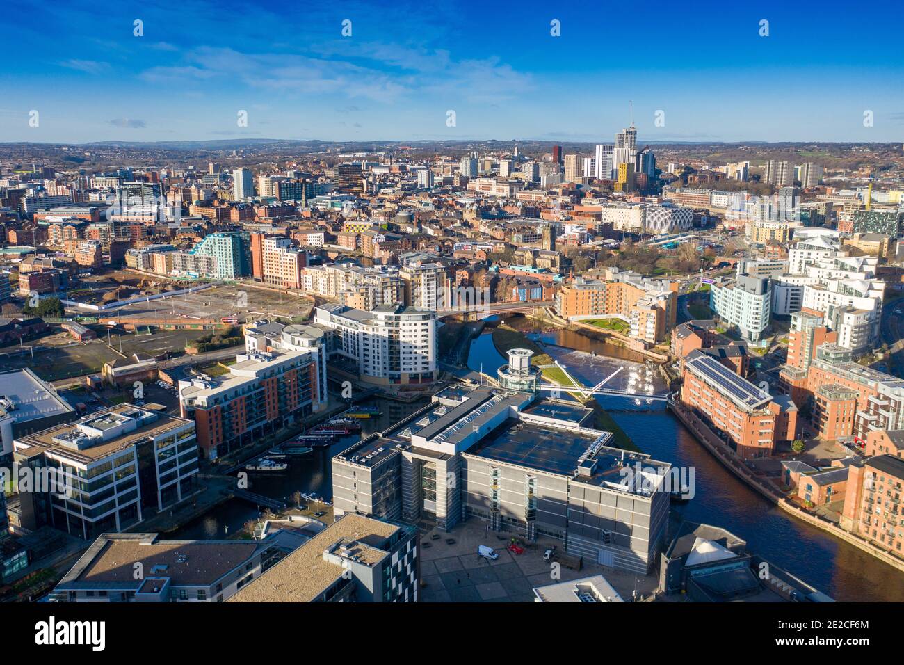 Aerial photo of the Leeds City Centre taken from the area known as The ...