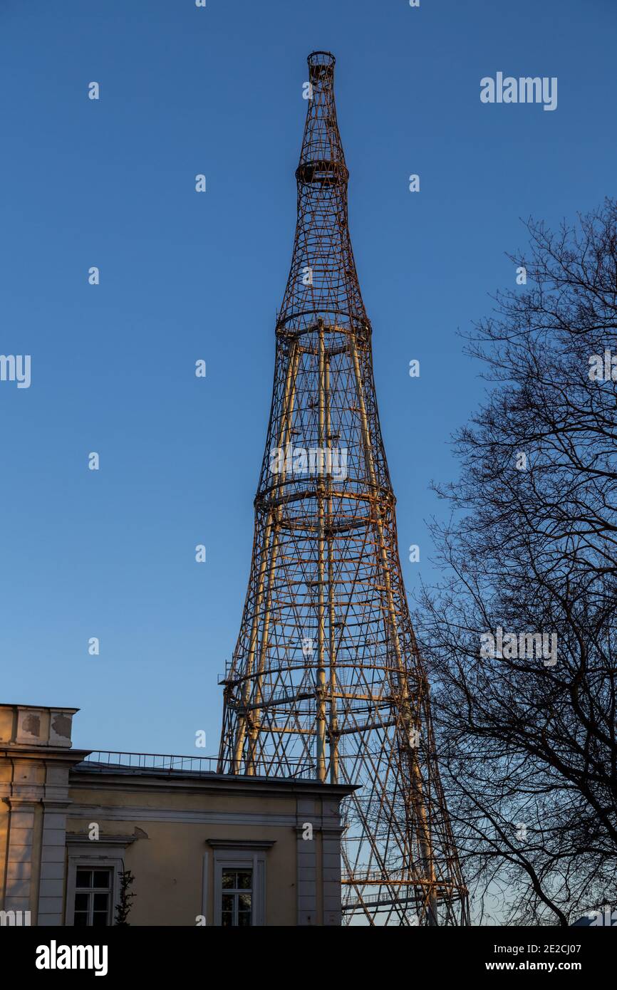 Shukhov Radio Tower, a 160-meter-high free-standing steel radio tower ...