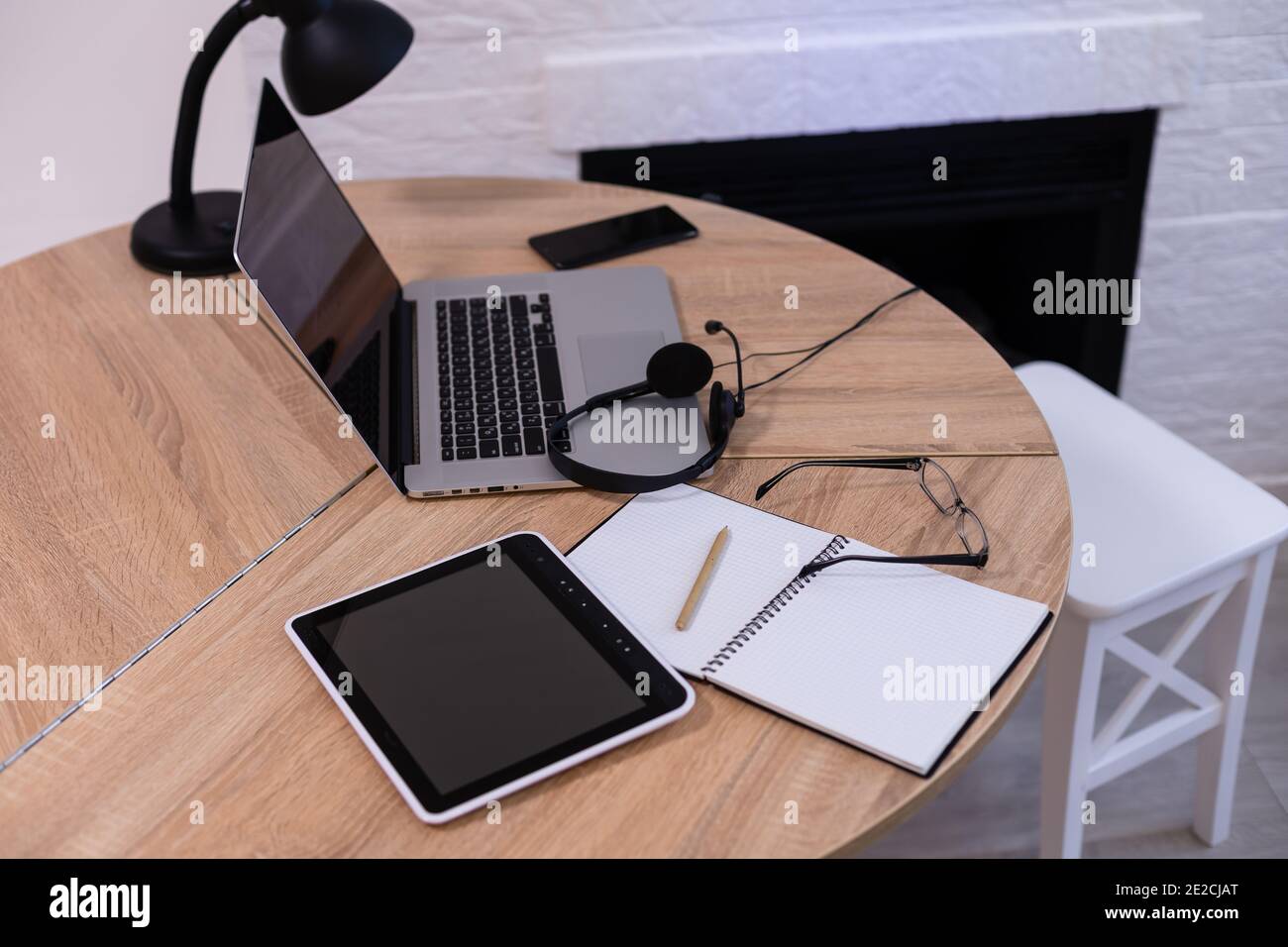 work place at home with laptop Stock Photo - Alamy