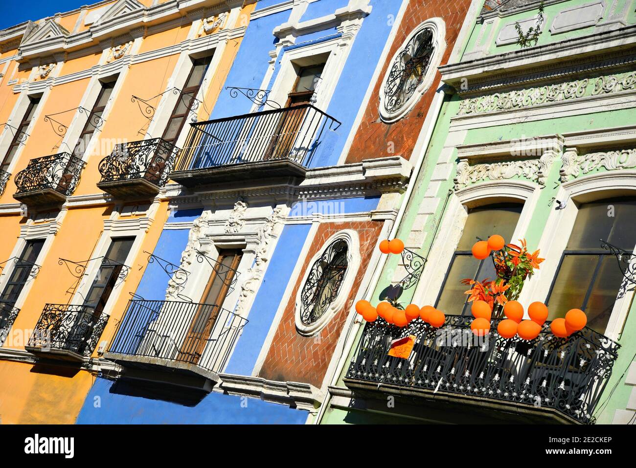 Exterior view of colorful Colonial buildings in the historic center of ...