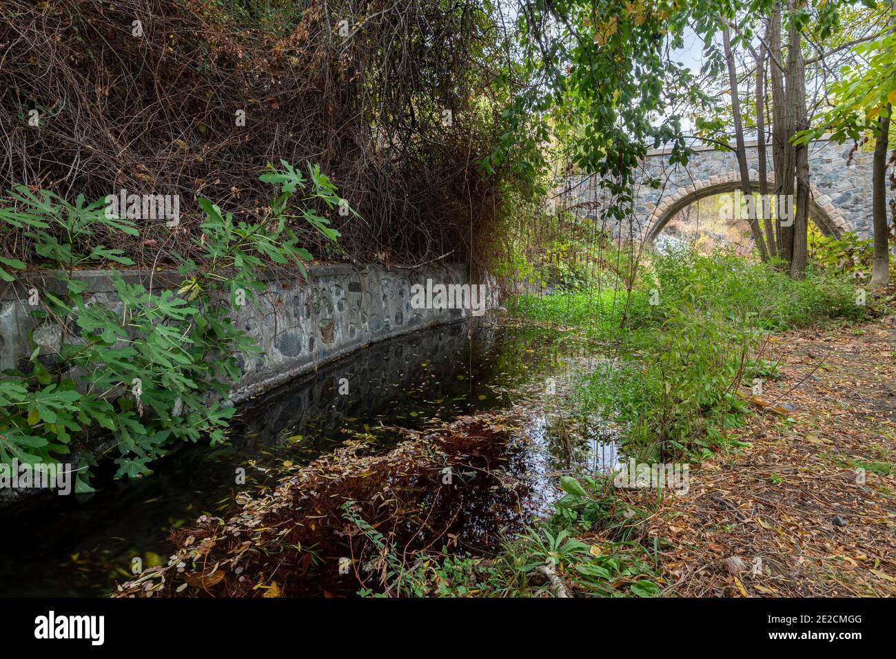 Medieval stoned bridge water flowing in the river in autumn Stock Photo ...
