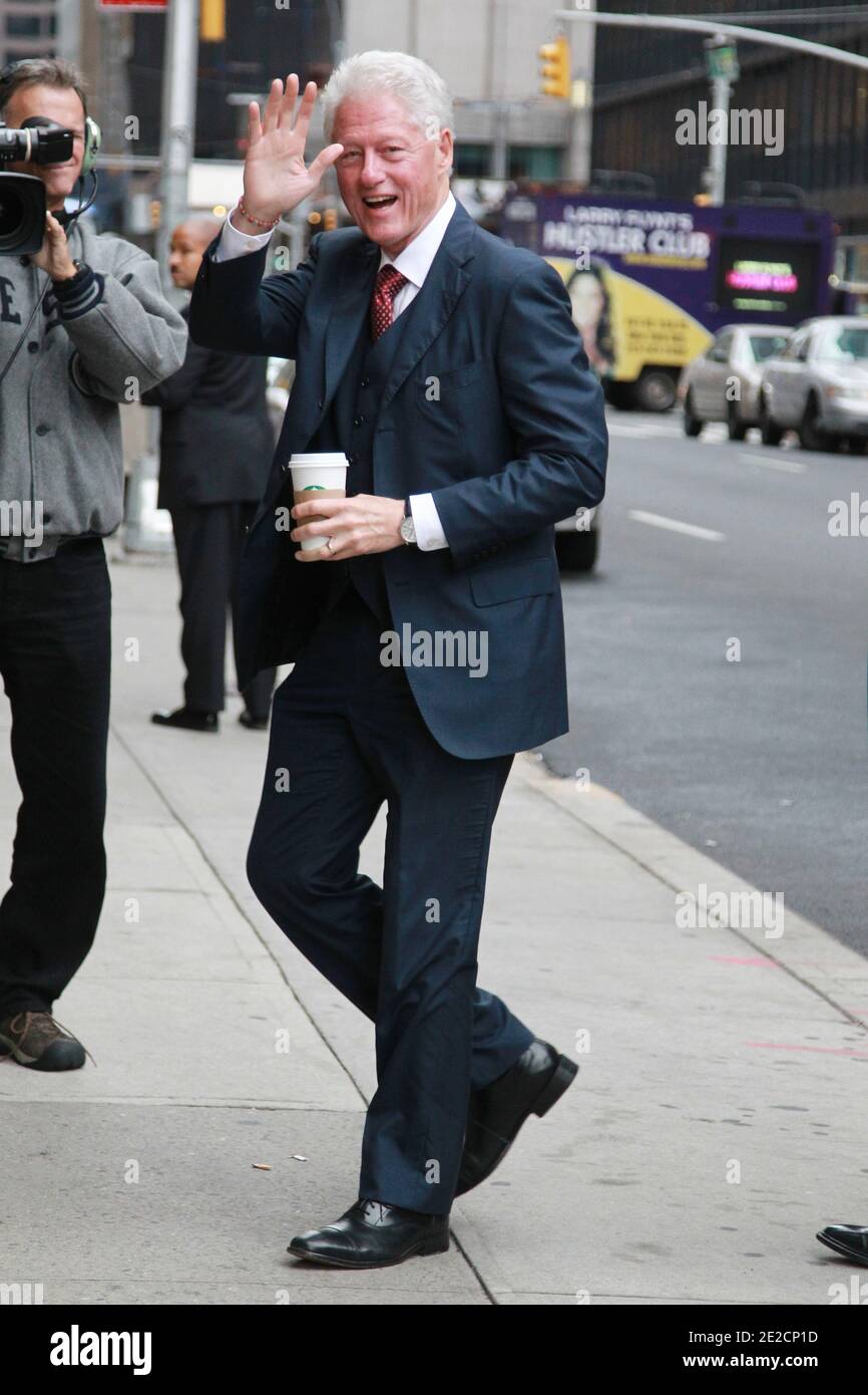 Former US President Bill Clinton arrives to a taping of the Late Show ...
