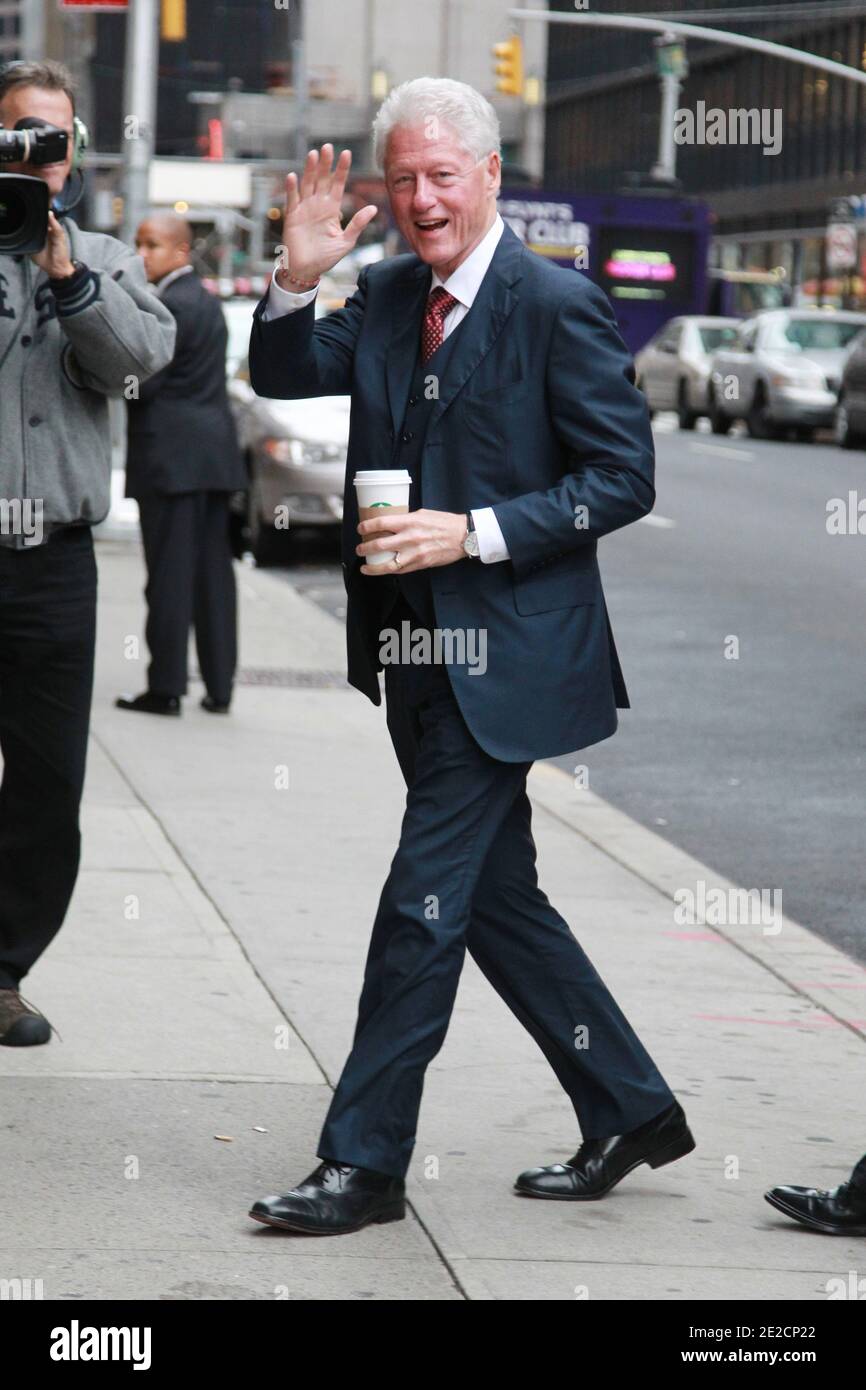 Former US President Bill Clinton arrives to a taping of the Late Show ...