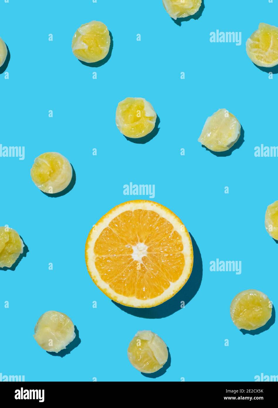 Frozen orange ice cubes and fresh orange slice in pattern Stock Photo ...