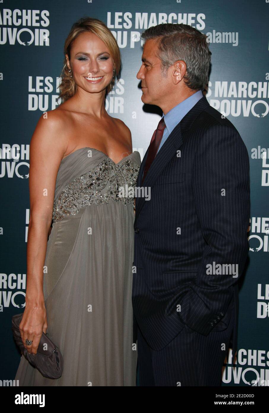 George Clooney and Stacy Keibler attending the premiere of 'The Ides of ...