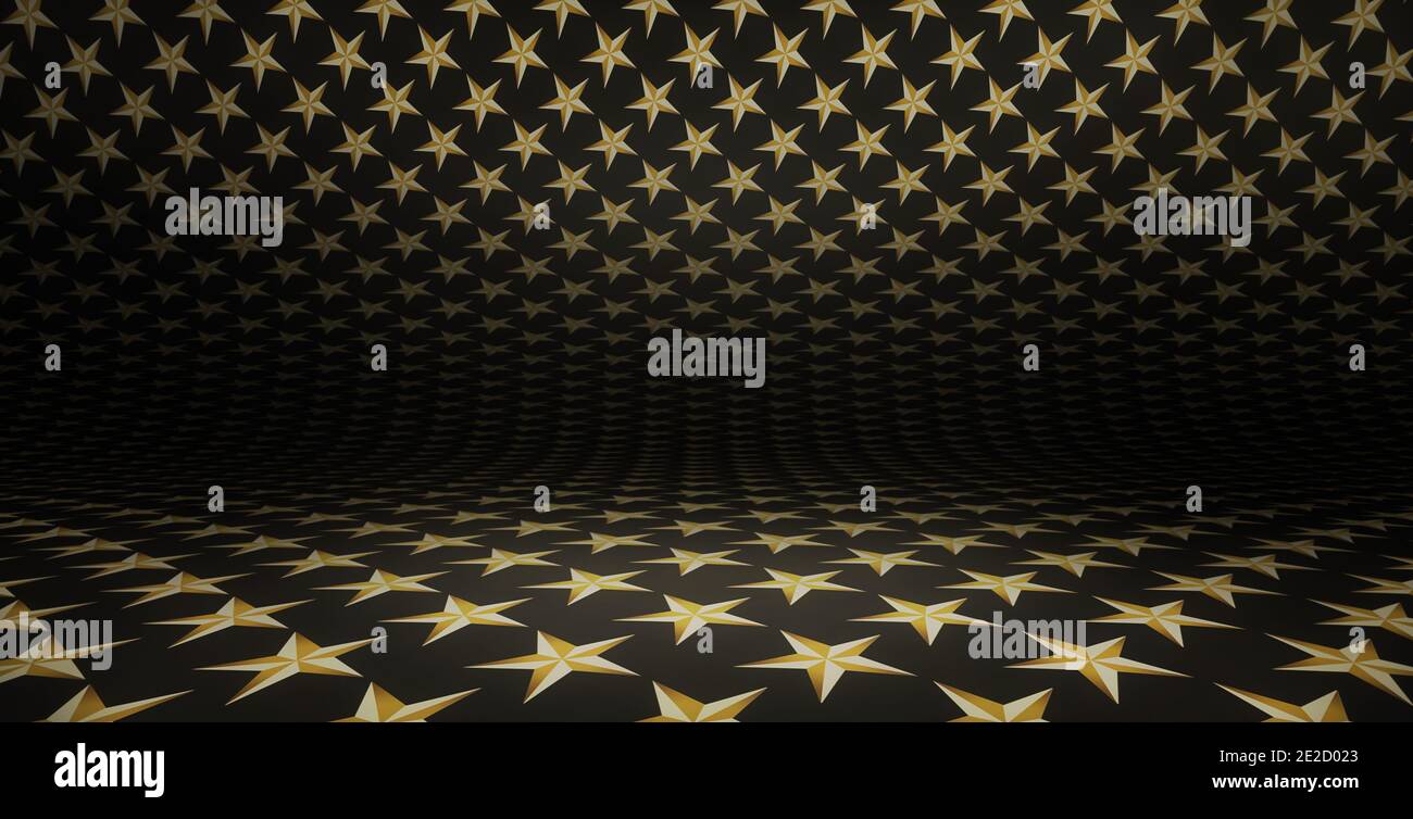 Movie stars 3D illustration concept, virtual backdrop. A dark graphic ...